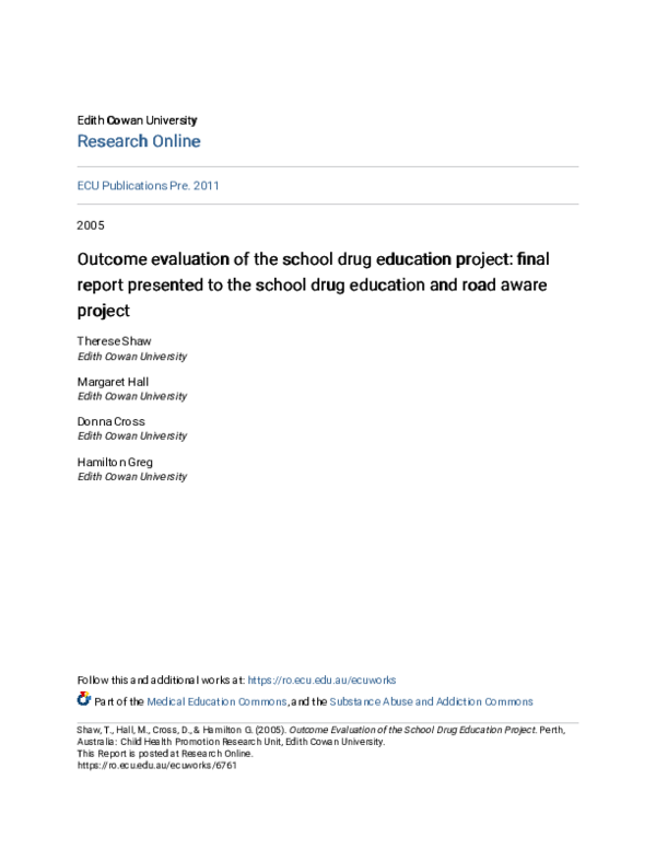 (PDF) Outcome evaluation of the school drug education project: final ...