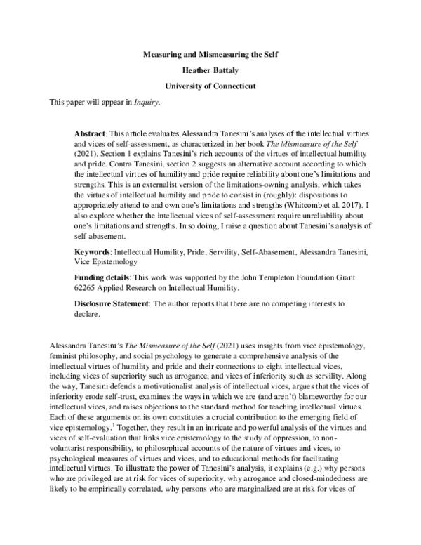 (PDF) Measuring and Mismeasuring the Self