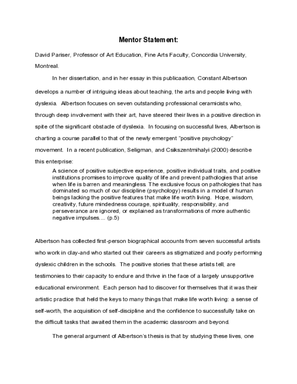 (PDF) Mentor's Introduction