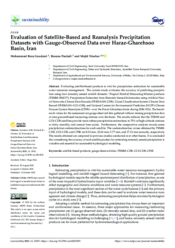 Pdf Evaluation Of Satellite Based And Reanalysis Precipitation Datasets With Gauge Observed