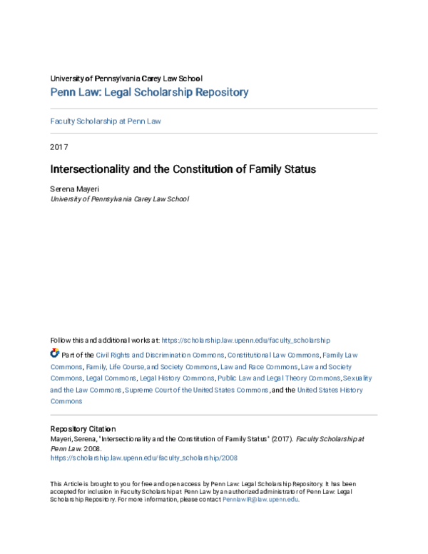 (PDF) Intersectionality and the Constitution of Family Status | Serena ...
