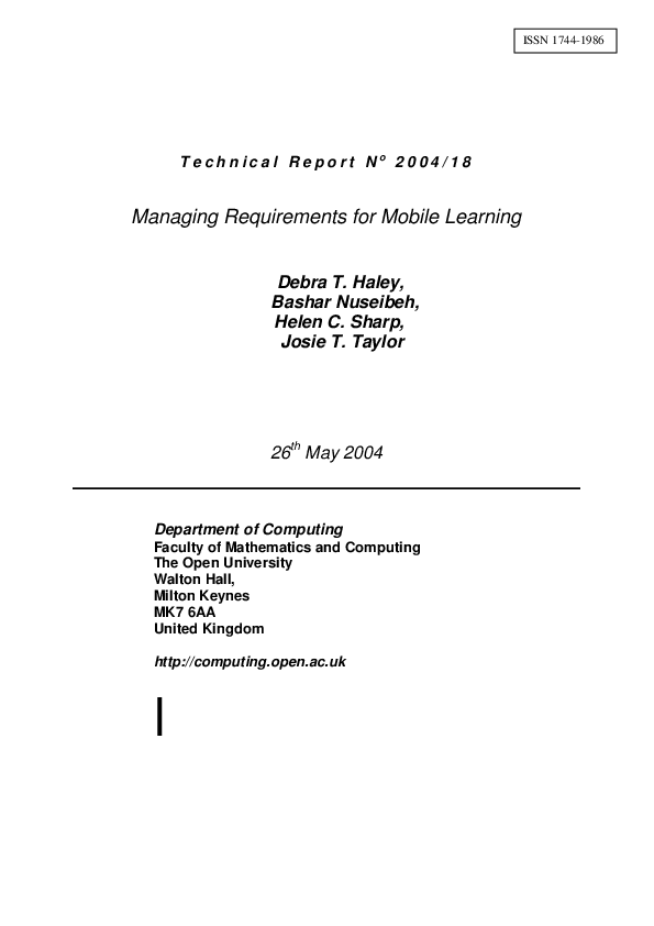 (PDF) Managing Requirements for Mobile Learning