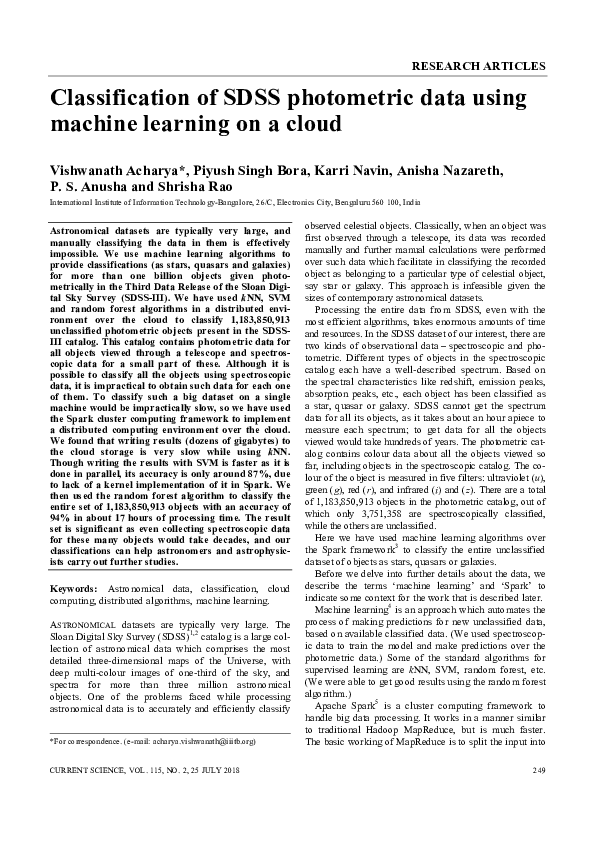 (PDF) Classification of SDSS Photometric Data Using Machine Learning on ...