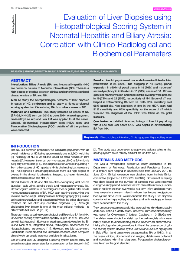 (PDF) Evaluation of Liver Biopsies using Histopathological Scoring ...