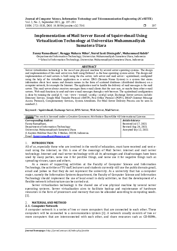 (PDF) Implementation of Mail Server Based Of Squirrelmail Using Virtualization Technology at ...