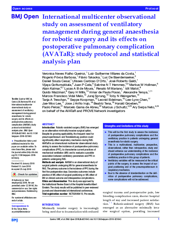 (PDF) International multicenter observational study on assessment of ...