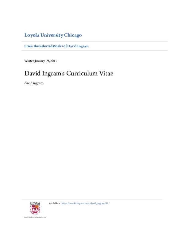 (PDF) David Ingram's Curriculum Vitae