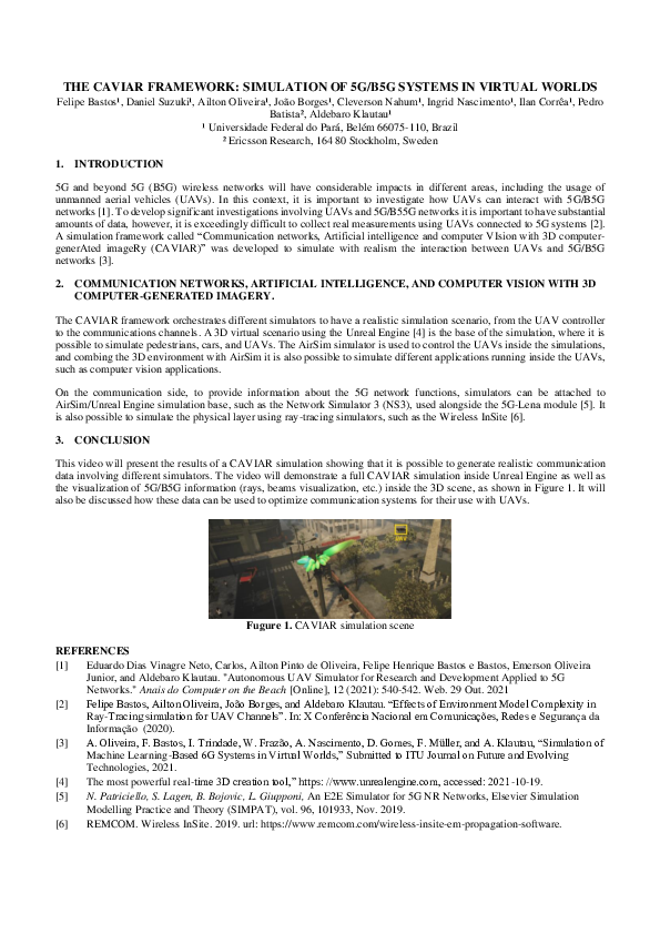 (PDF) The Caviar Framework: Simulation of 5G/B5G Systems in Virtual Worlds | Ailton Oliveira ...