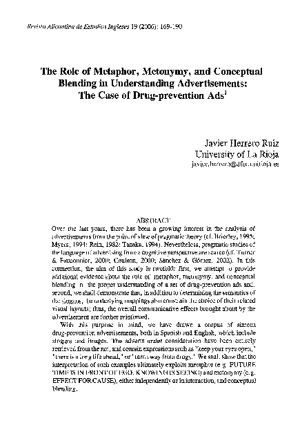 (PDF) The role of metaphor, metonymy, and conceptual blending in ...