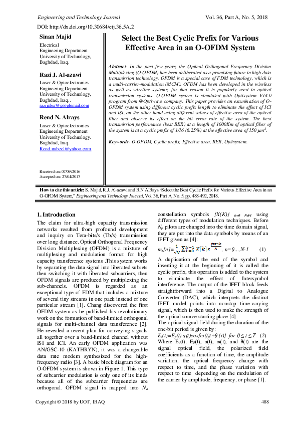 (PDF) Select the Best Cyclic Prefix for Various Effective Area in an O ...