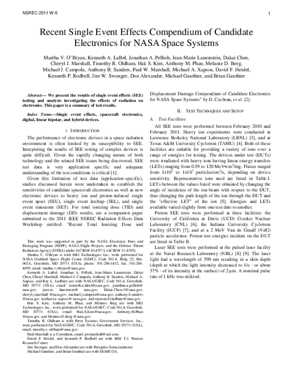 (PDF) Recent Single Event Effects Compendium of Candidate Electronics ...