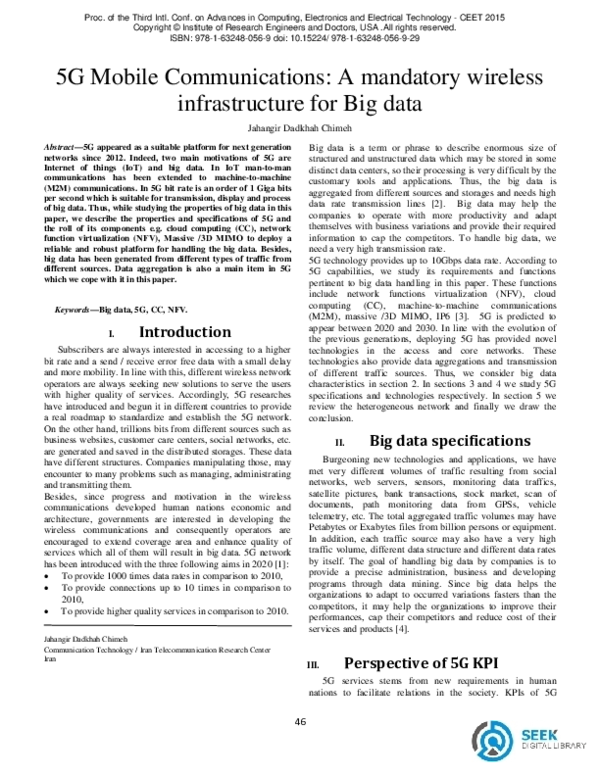 (PDF) 5G Mobile Communications A mandatory wireless infrastructure for ...