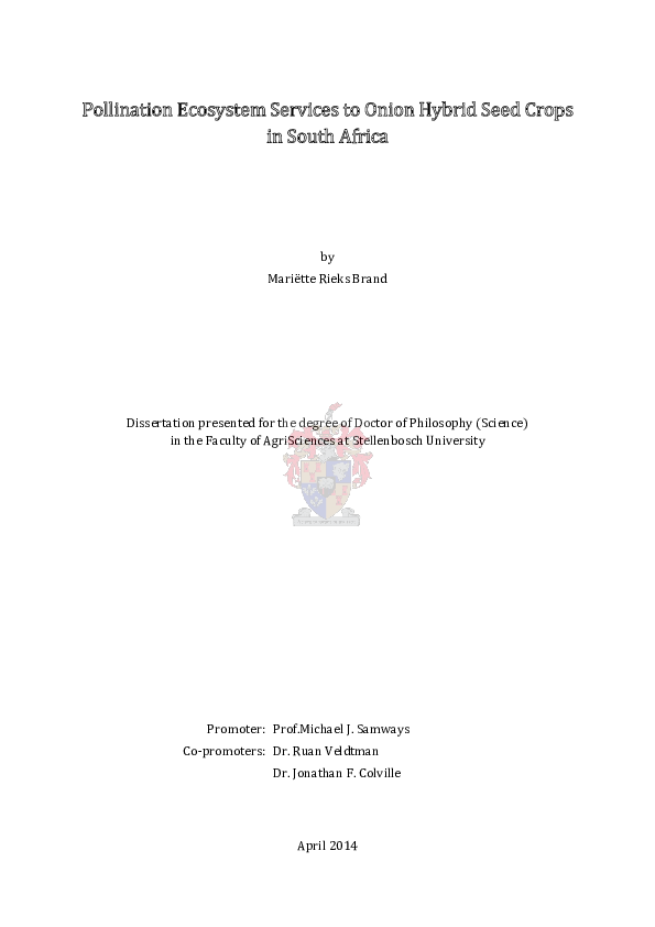 (PDF) Pollination ecosystem services to onion hybrid seed crops in ...