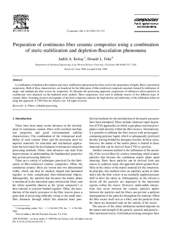 (PDF) Preparation of continuous fiber ceramic composites using a ...