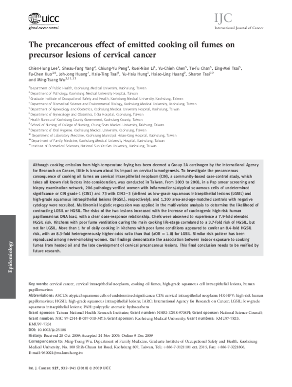(PDF) The precancerous effect of emitted cooking oil fumes on precursor ...