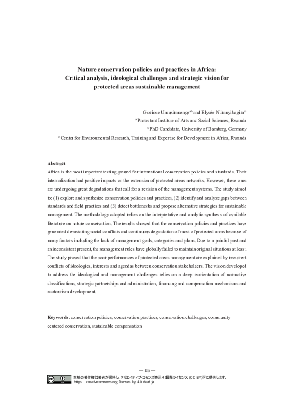 (PDF) Nature conservation policies and practices in Africa: Critical ...