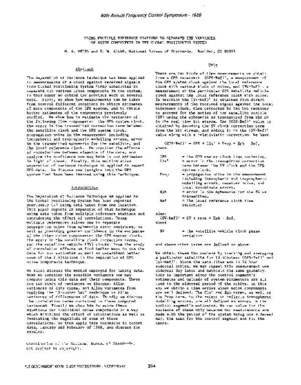 (PDF) Using Multiple Reference Stations to Separate the Variances of ...