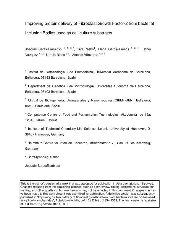 (PDF) Improving protein delivery of fibroblast growth factor-2 from ...