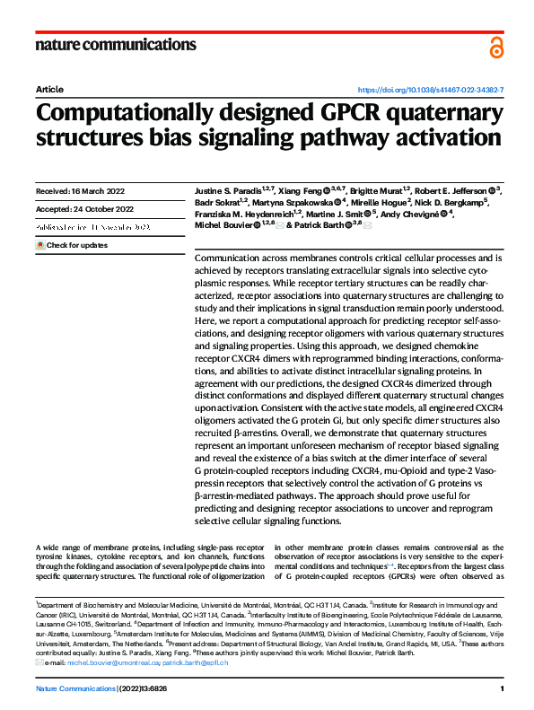 (PDF) Computationally designed GPCR quaternary structures bias ...