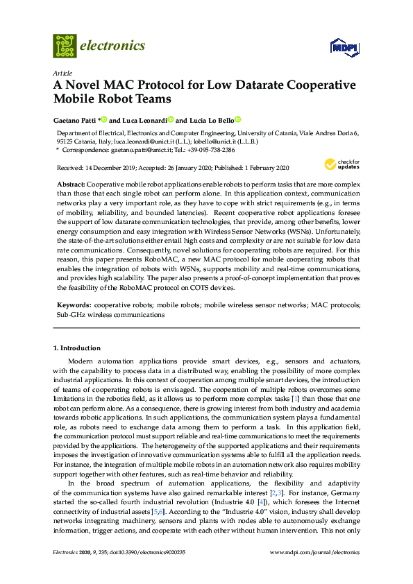 (PDF) A Novel MAC Protocol for Low Datarate Cooperative Mobile Robot Teams | Gaetano Patti ...