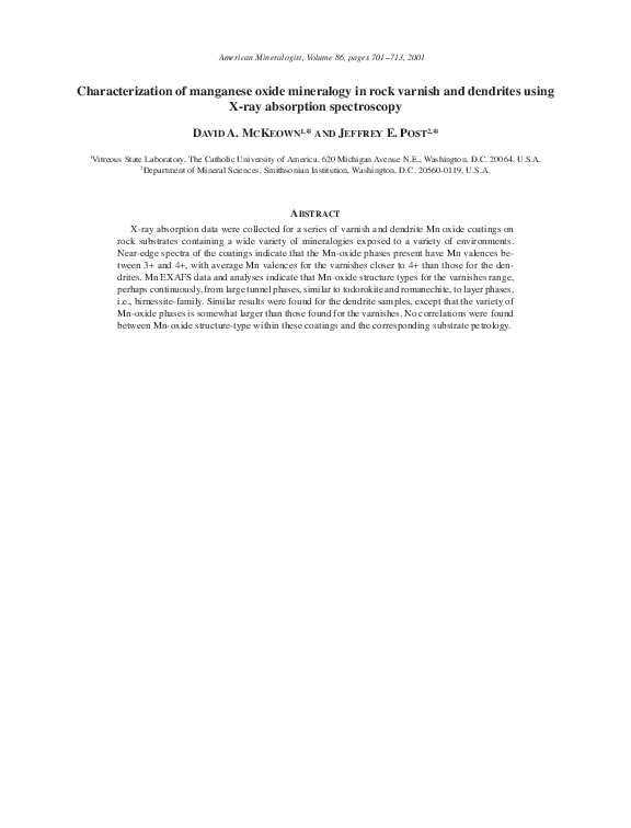 (PDF) Characterization of manganese oxide mineralogy in rock varnish ...