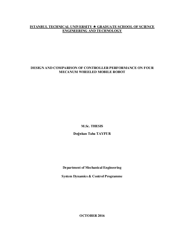 Pdf Design And Comparison Of Controller Performance On Four Mecanum Wheeled Mobile Robot