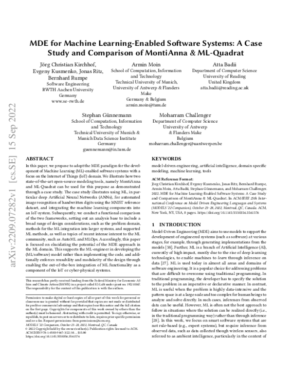 (PDF) MDE for Machine Learning-Enabled Software Systems: A Case Study ...