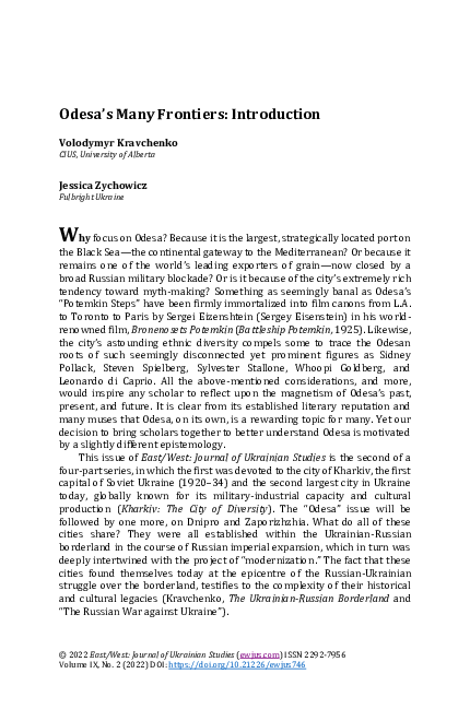 (PDF) Odesa’s Many Frontiers: Introduction