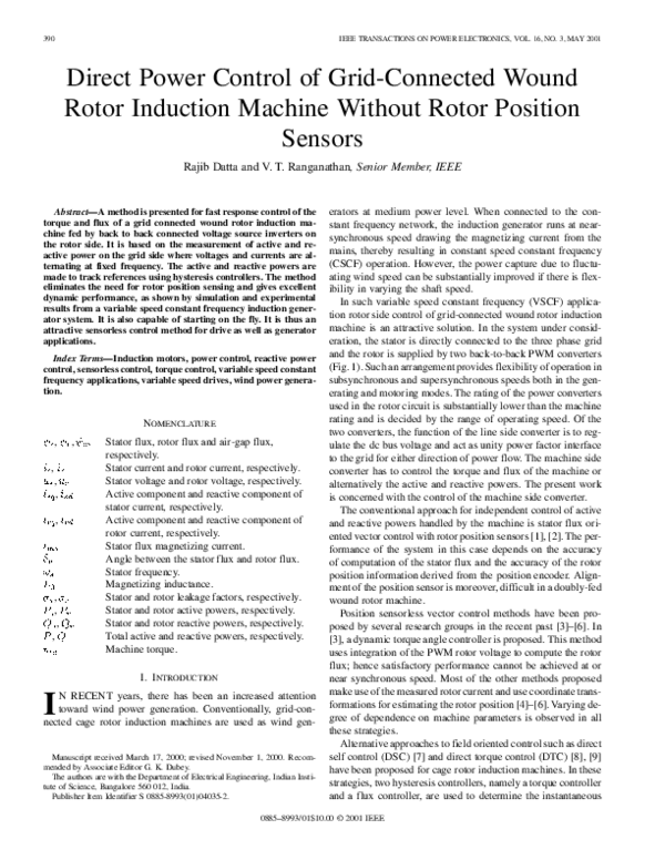 (PDF) Direct power control of grid-connected wound rotor induction ...
