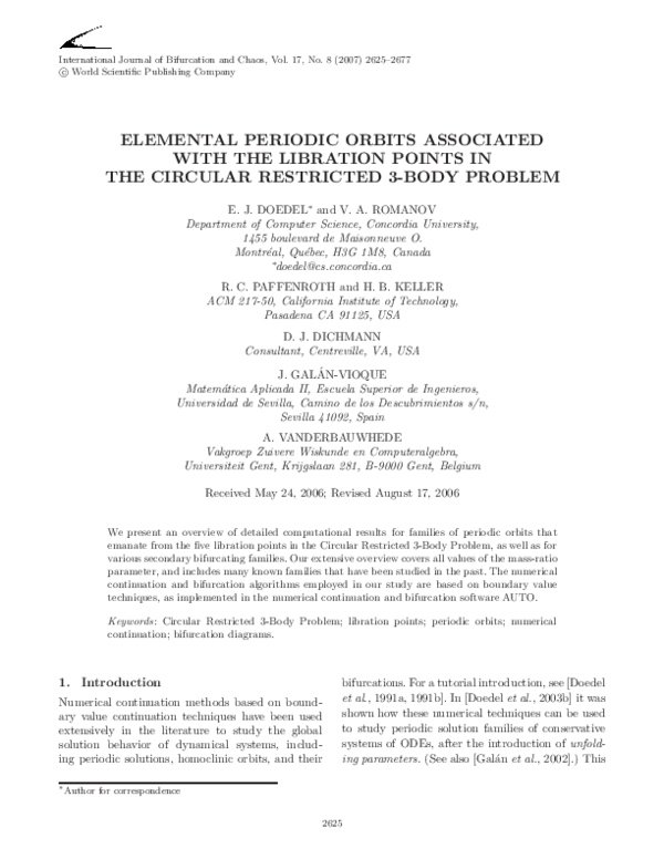 Pdf Elemental Periodic Orbits Associated With The Libration Points In The Circular Restricted