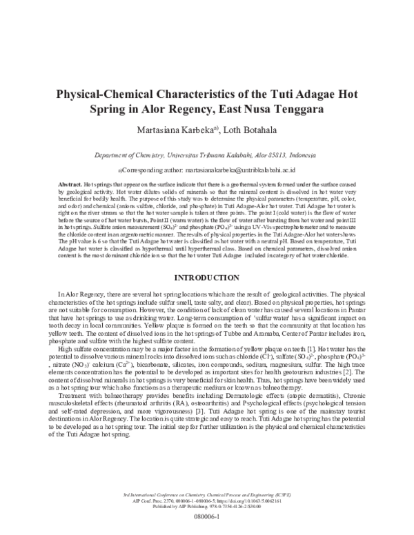 (PDF) Physical-chemical characteristics of the Tuti Adagae hot spring ...