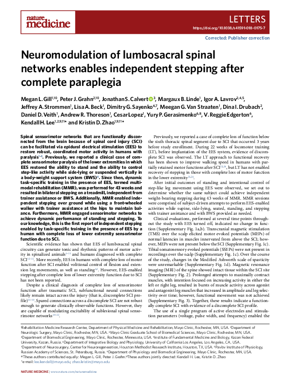 (PDF) Neuromodulation of lumbosacral spinal networks enables ...
