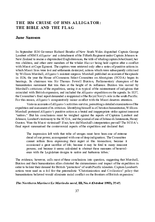 (PDF) The 1834 Cruise of HMS Alligator: The Bible and the Flag