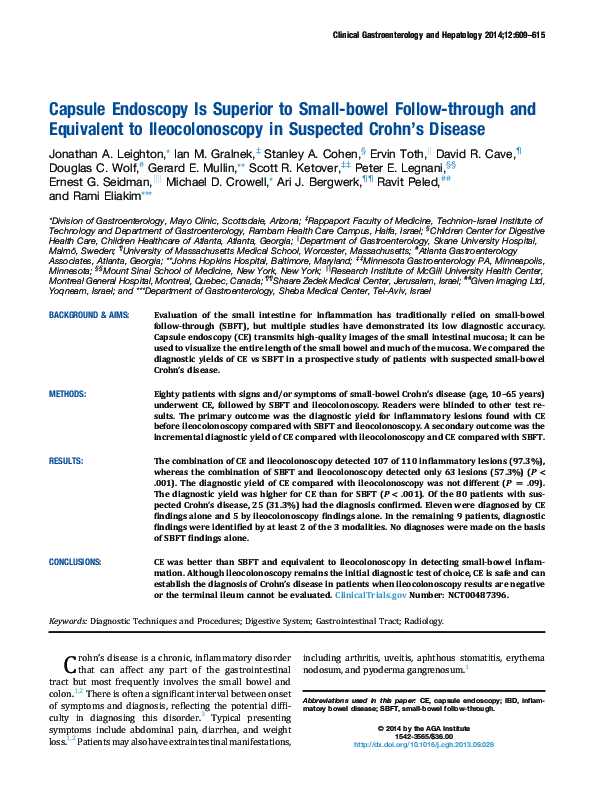 Pdf Capsule Endoscopy Is Superior To Small Bowel Follow Through And Equivalent To