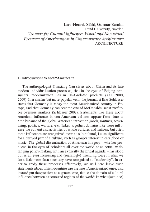 (PDF) Grounds for Cultural Influence: Visual and non-visual presence of ...