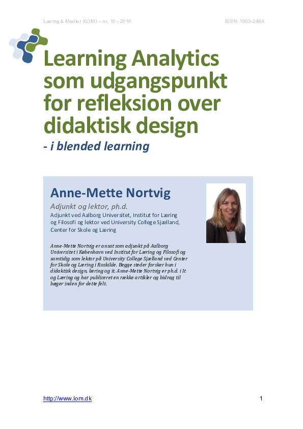 (PDF) Learning analytics som udgangspunkt for refleksion over didaktisk design i blended ...