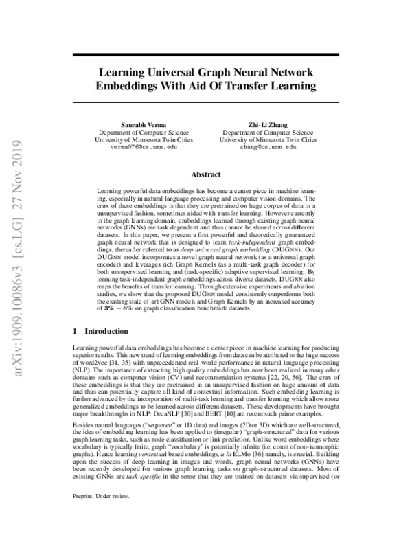 (PDF) Learning Universal Graph Neural Network Embeddings With Aid Of ... (PDF) Learning Universal Graph Neural Network Embeddings With Aid Of ...