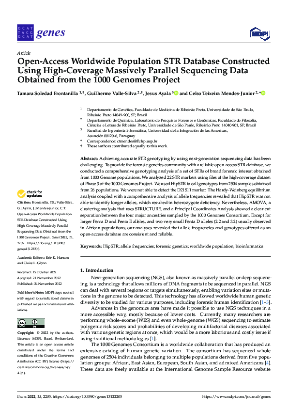 (PDF) Open-Access Worldwide Population STR Database Constructed Using ...