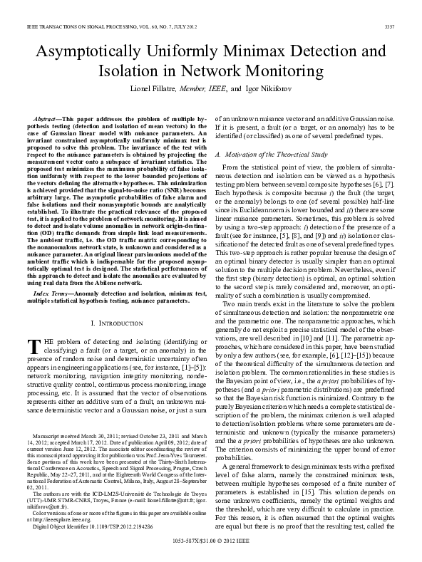 (PDF) Asymptotically Uniformly Minimax Detection and Isolation in Network Monitoring