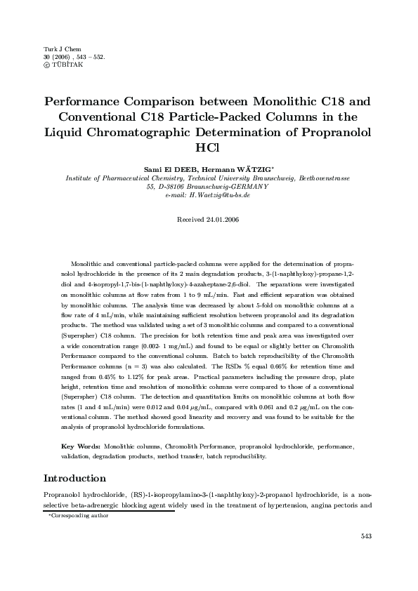 (PDF) Performance comparison between monolithic C18 and conventional ...