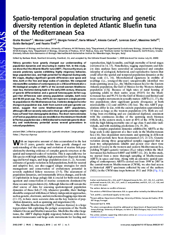 Pdf Spatio Temporal Population Structuring And Genetic Diversity