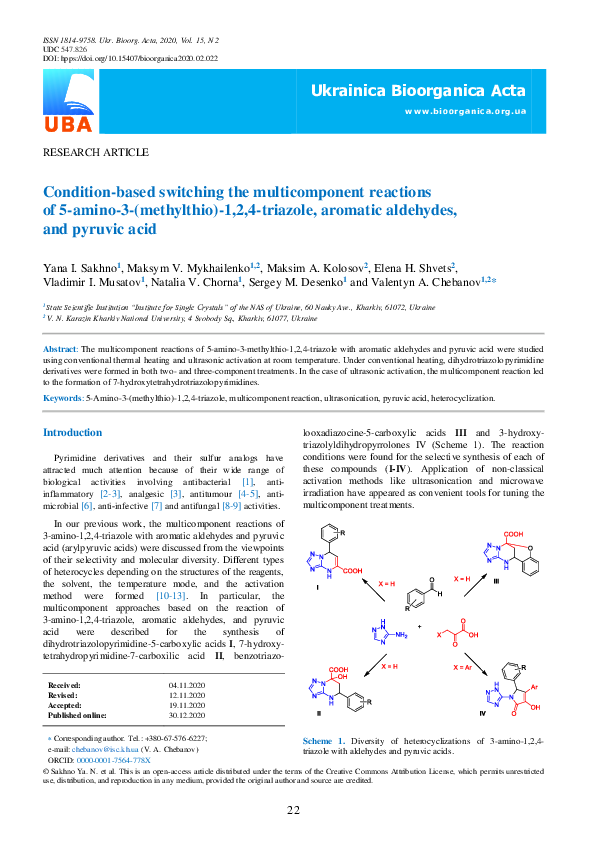 (PDF) Condition-based Switching the Multicomponent Reactions of 5-Amino ...