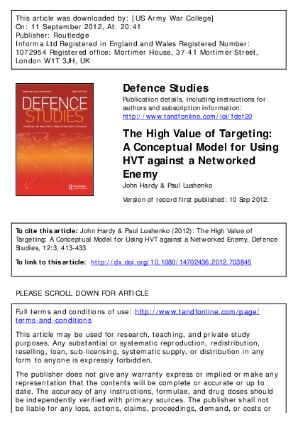(PDF) The High Value of Targeting: A Conceptual Model for Using HVT ...