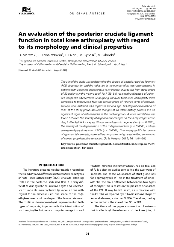 (PDF) An evaluation of the posterior cruciate ligament function in ...