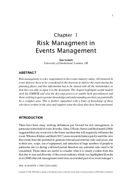 (PDF) Risk Managment in Events Management
