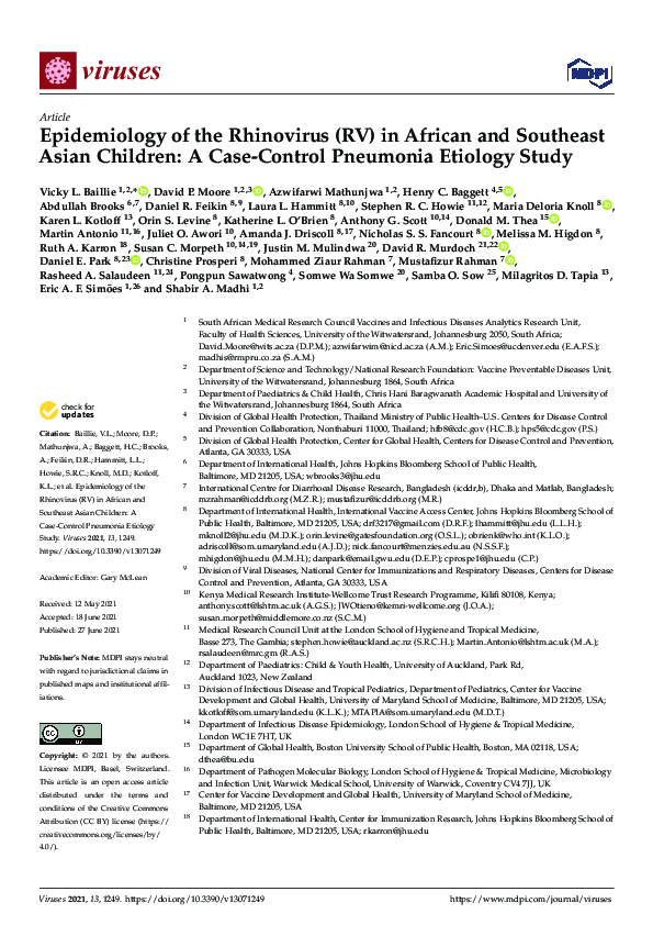 (PDF) Epidemiology of the Rhinovirus (RV) in African and Southeast ...