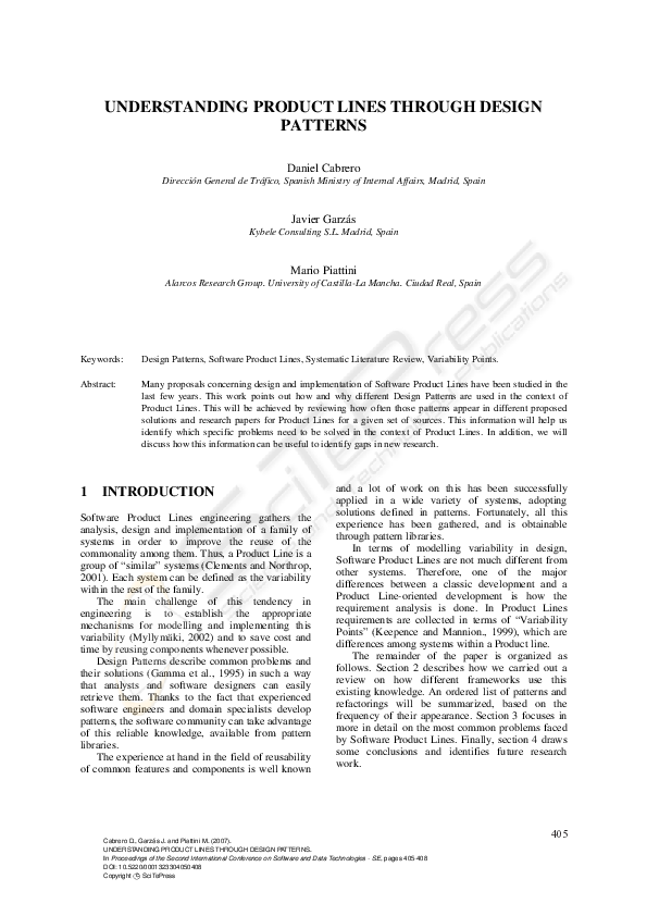 Pdf Understanding Product Lines Through Design Patterns
