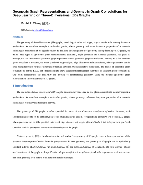 (PDF) Geometric Graph Representations and Geometric Graph Convolutions for Deep Learning on ...