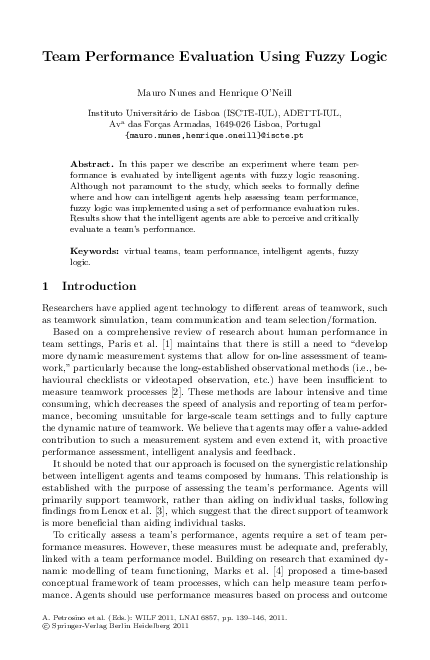 (PDF) Team Performance Evaluation Using Fuzzy Logic