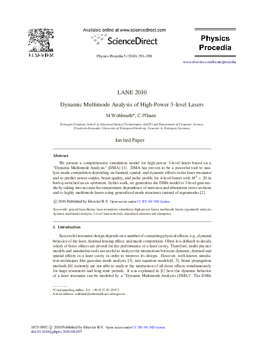 (PDF) Dynamic multimode analysis of high-power 3-level lasers